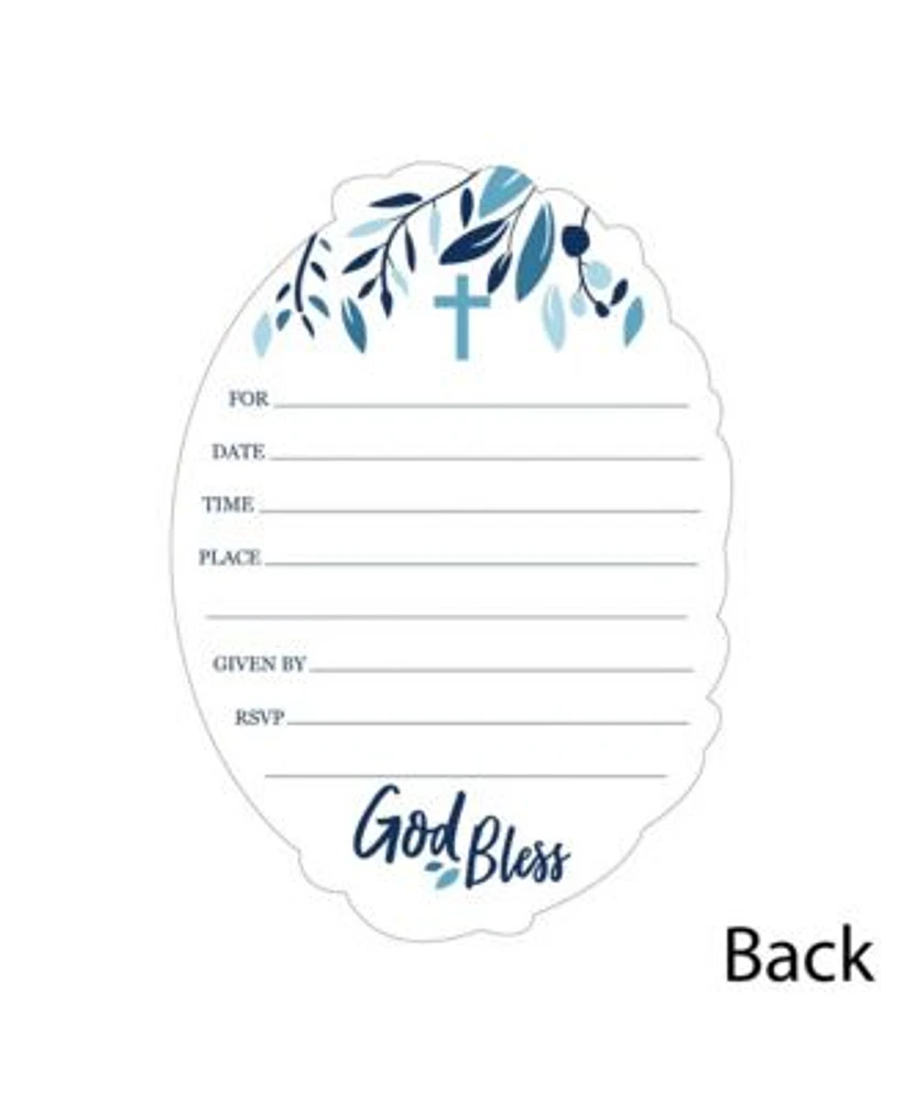 Big Dot of Happiness Baptism Blue Elegant Cross - Shaped Fill-in ...