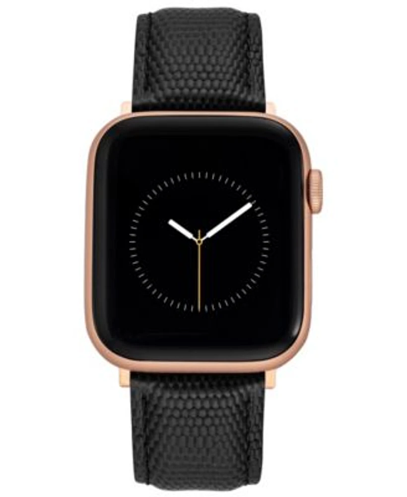 WITHit Black Genuine Leather Strap with Rose Gold-Tone Stainless Steel ...