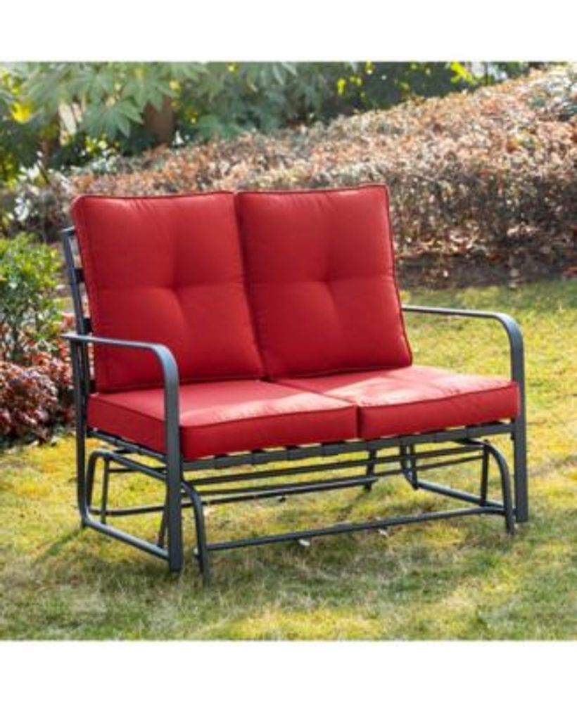 Glitzhome Outdoor Patio Loveseat Glider Chair with Cushions | Mall of ...
