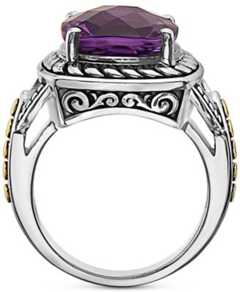 EFFY® Amethyst Statement Ring (6-1/2 ct. t.w.) in Sterling Silver & 18k Gold | Mall of America®