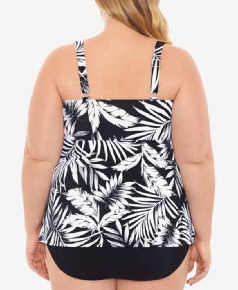 Swim Solutions Plus Triple Tier Tummy Control Fauxkini One Piece