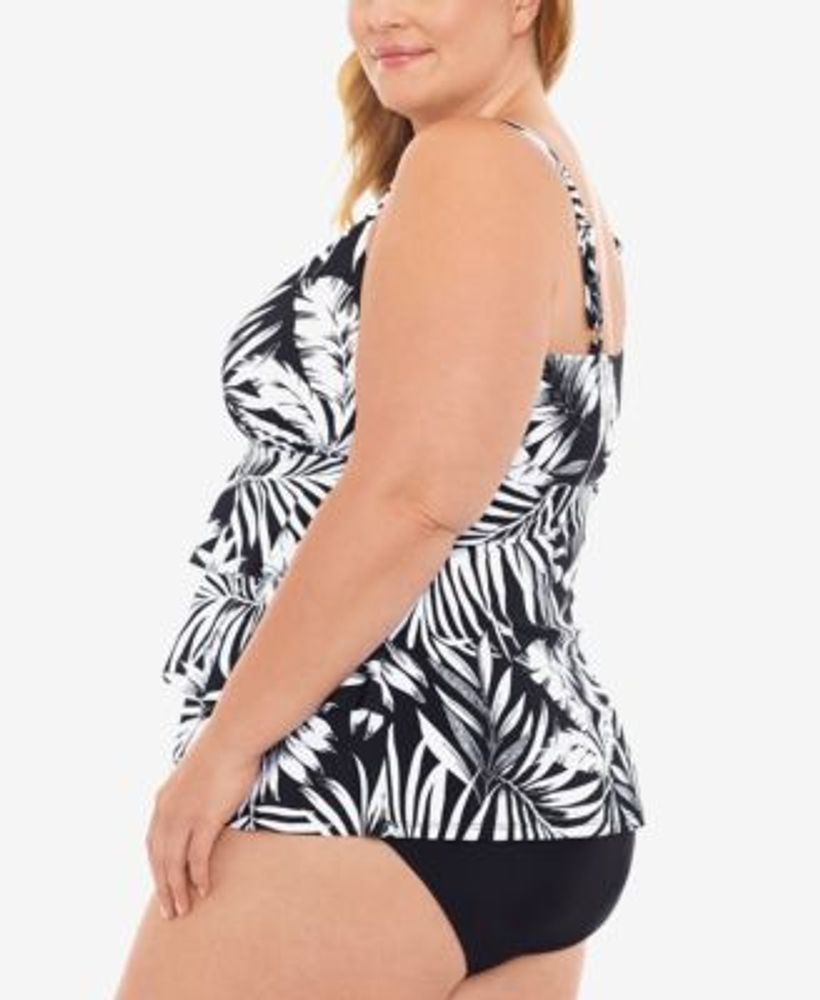 Swim Solutions Plus Triple Tier Tummy Control Fauxkini One Piece