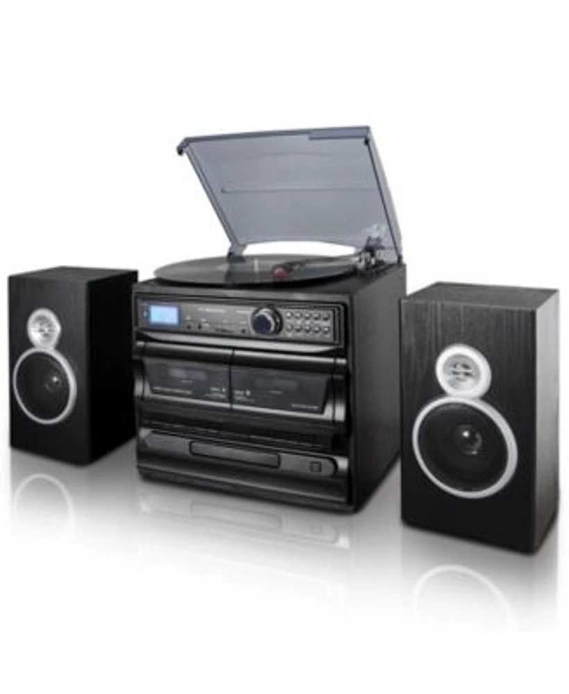 Trexonic 3 Speed Vinyl Turntable Home Stereo System With Cd Player Dual Cassette Player
