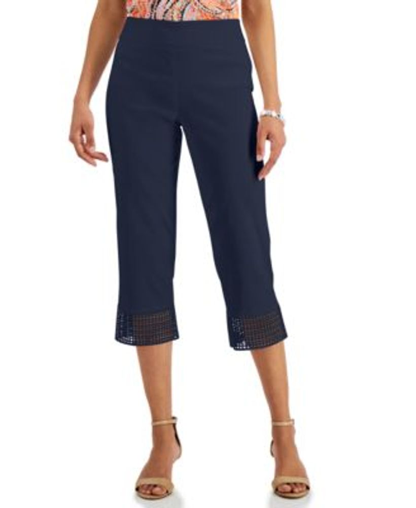 JM Collection Petite Crochet-Hem Capri Pants, Created for Macy's | Mall ...