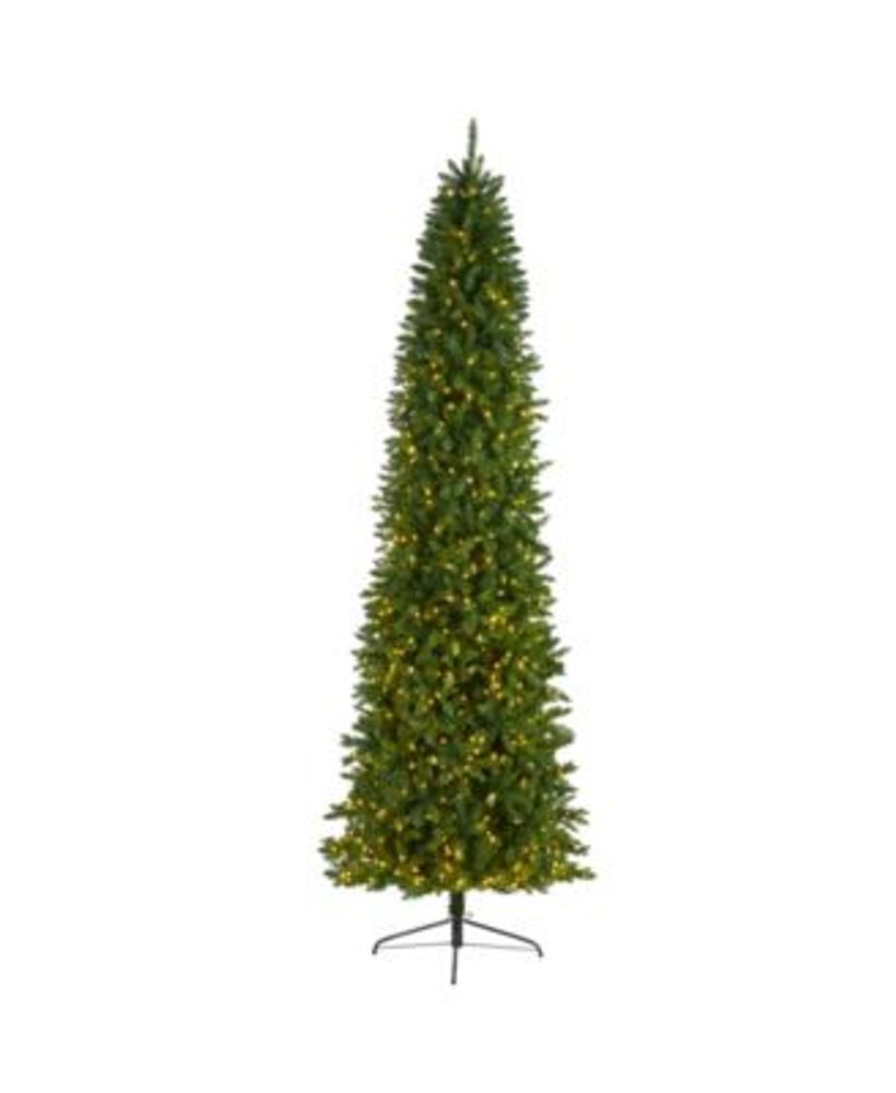 Nearly Natural Slim Green Mountain Pine Artificial Christmas Tree with ...