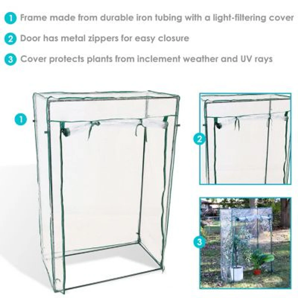 Sunnydaze Decor Large Iron Polyethylene Cover Portable Plant Greenhouse ...