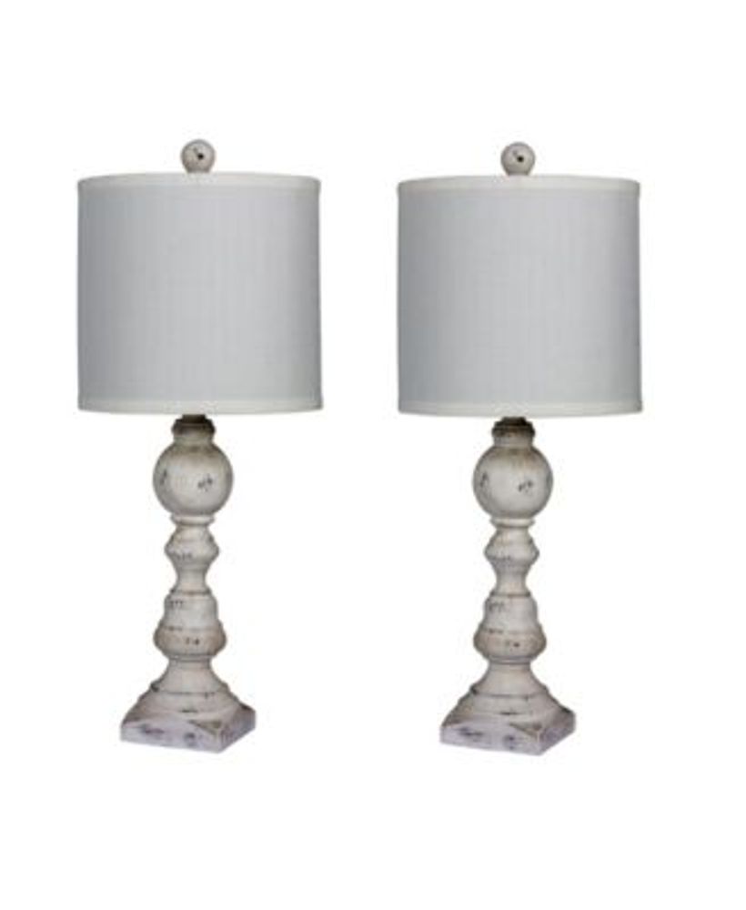 FANGIO LIGHTING Distressed Balustrade Resin Table Lamps, Set of 2 ...