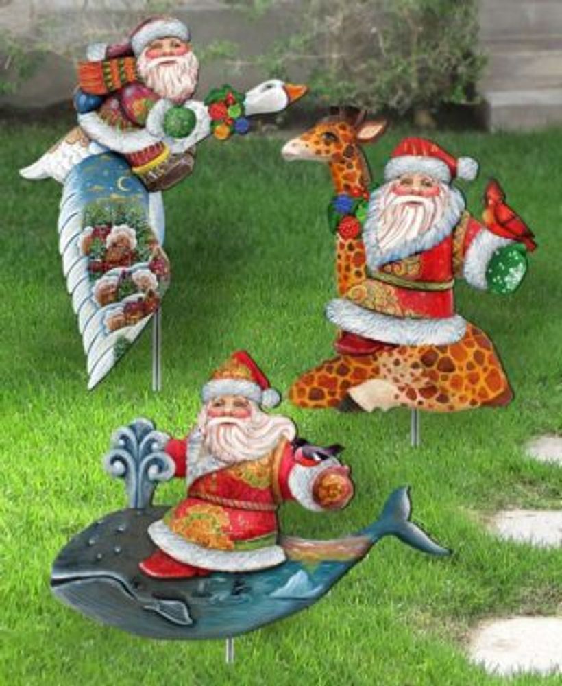 Designocracy 3 Piece Santa Walk Way Wood Garden Decor Set | Mall of ...