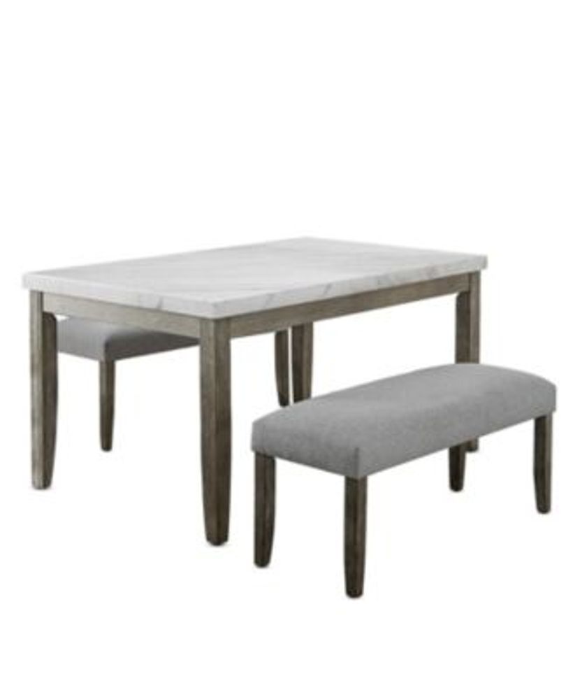 Furniture Emily Marble Dining 3-Pc Set ( Table & 2 Benches) | Mall of ...