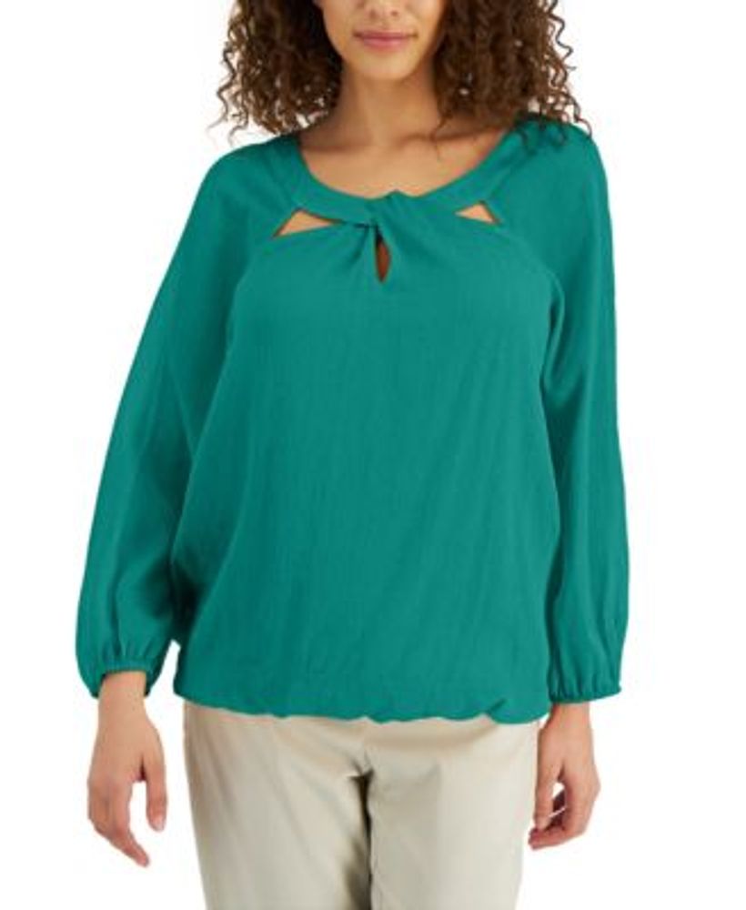 JM Collection Metallic-Detail Keyhole Top, Created for Macy's | Mall of ...