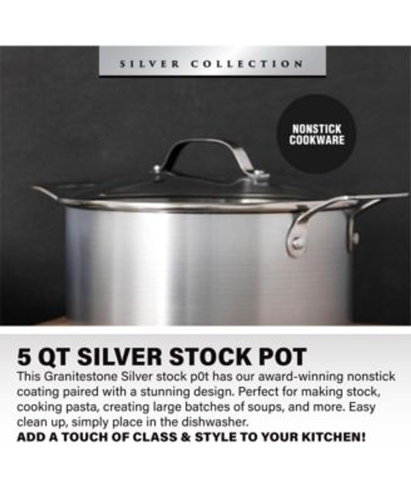 Granite Stone Diamond Silver Collection 5-Qt. Titanium Diamond Infused ...