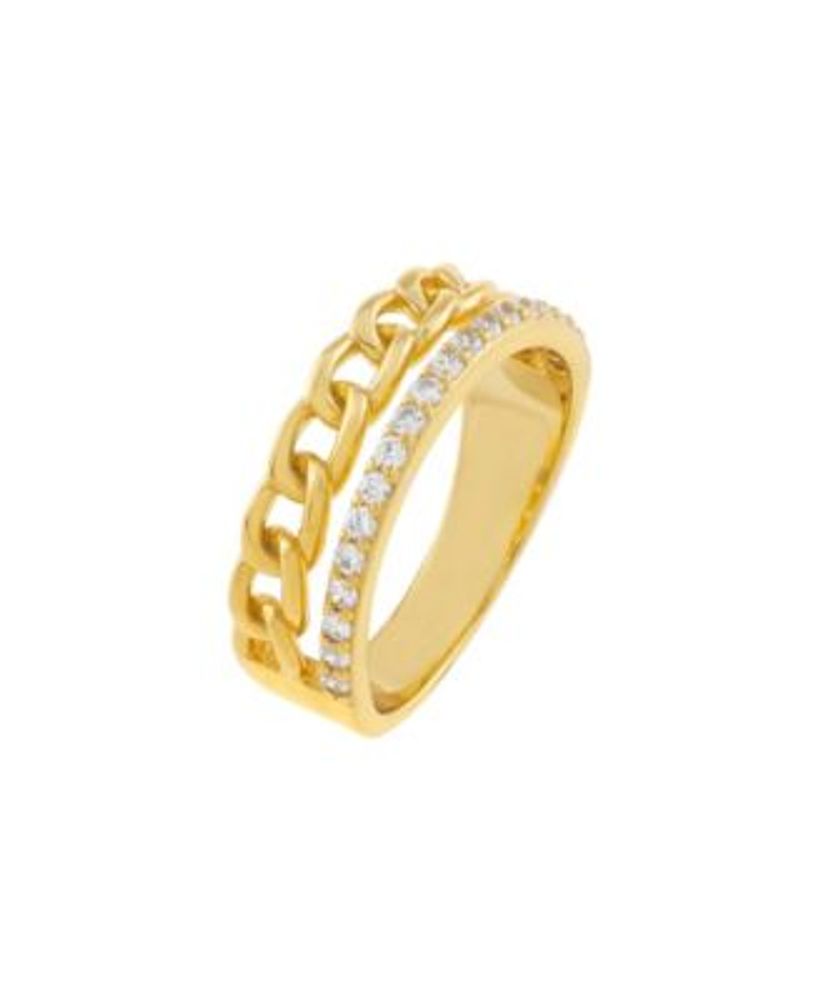 By Adina Eden Women's Link X Pave Double Row Ring | Mall of America®