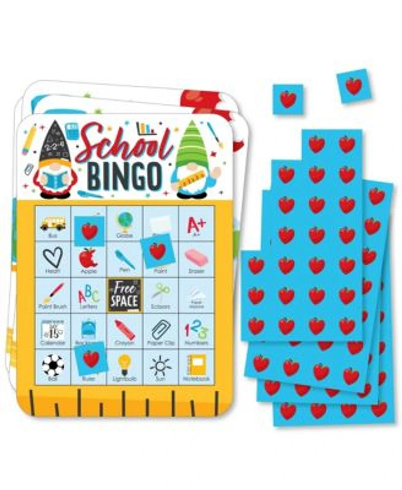 Big Dot of Happiness School Gnomes - Bingo Cards & Markers Classroom ...