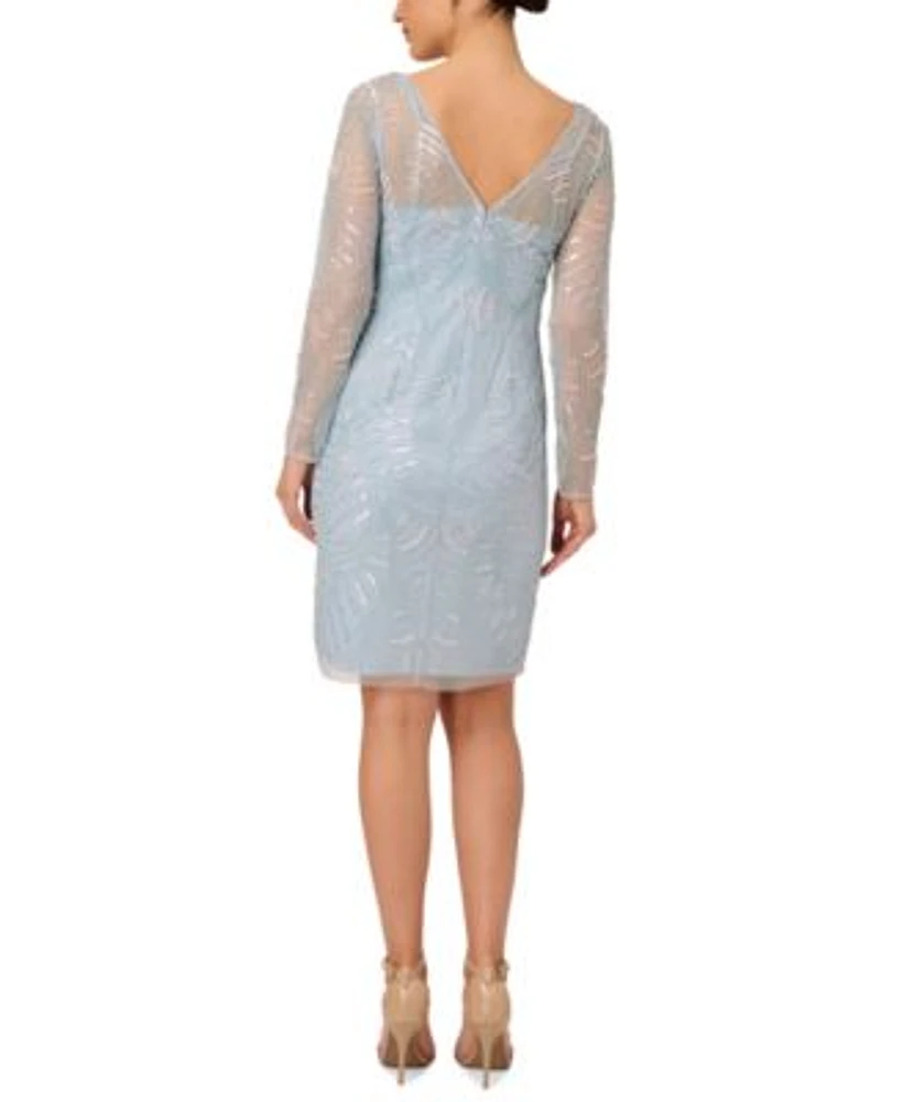 Adrianna Papell Women's Embellished Long-Sleeve Sheath Dress | Mall of ...