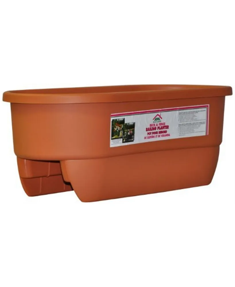 Apollo Plastic Dual Deck Railing Planter Terra Cotta Color 24 Inch ...