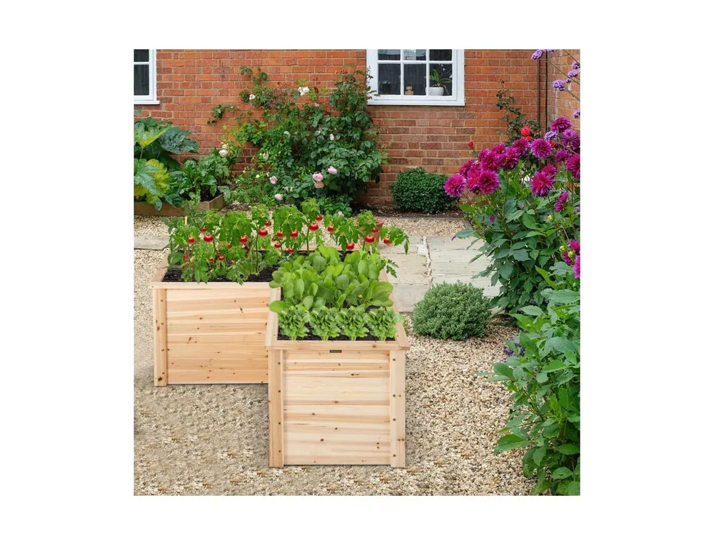 Slickblue 24 Inch L Shaped Wooden Raised Garden Bed With Open Ended