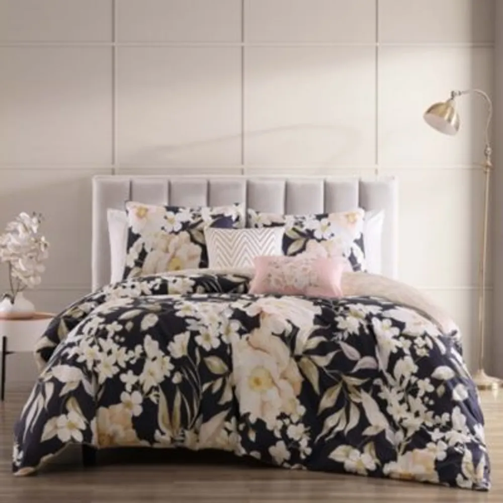 Bebejan Blush Flowers 100 Cotton 5 Piece Reversible Comforter Set ...