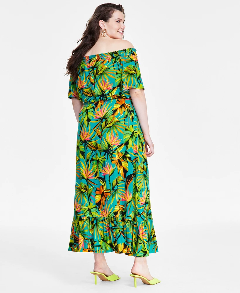 I.n.c. International Concepts Plus Off-The-Shoulder Maxi Dress, Created for Macy's | The Shops ...
