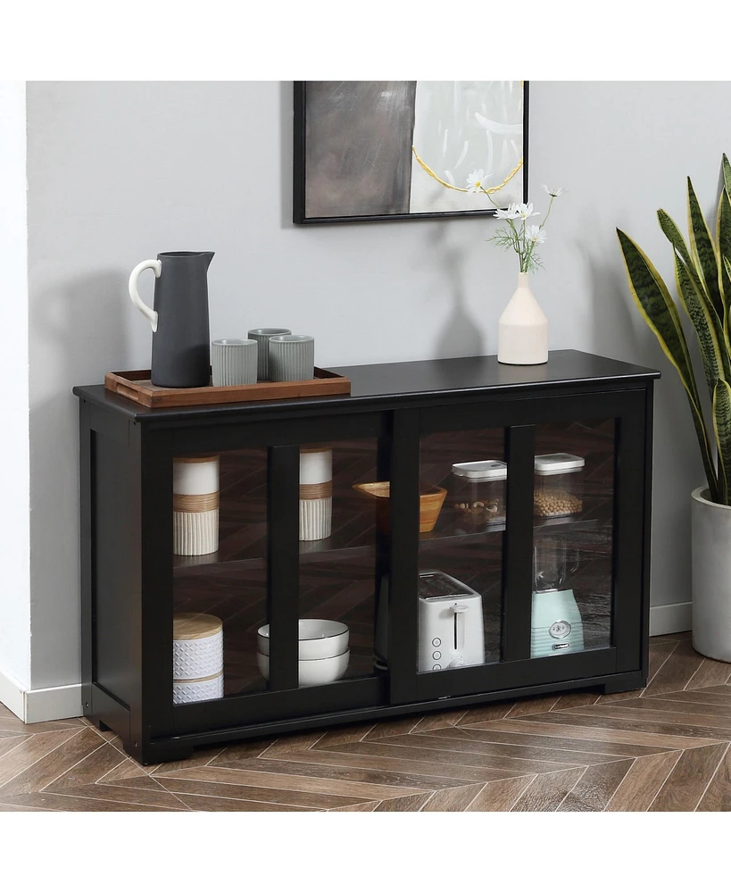 Homcom Modern Kitchen Sideboard, Stackable Buffet Cabinet, Sliding ...