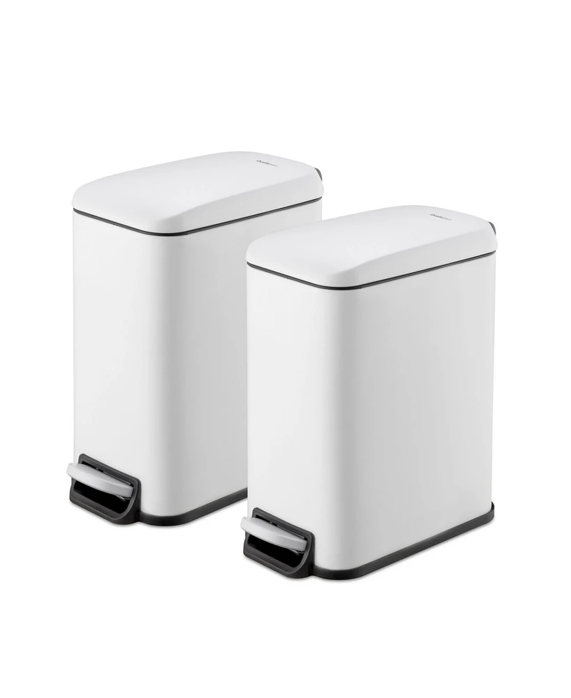 QualiaZero Two 1.3 Gallon Slim Step On Trash Can Set, 2 Pieces, Twin ...