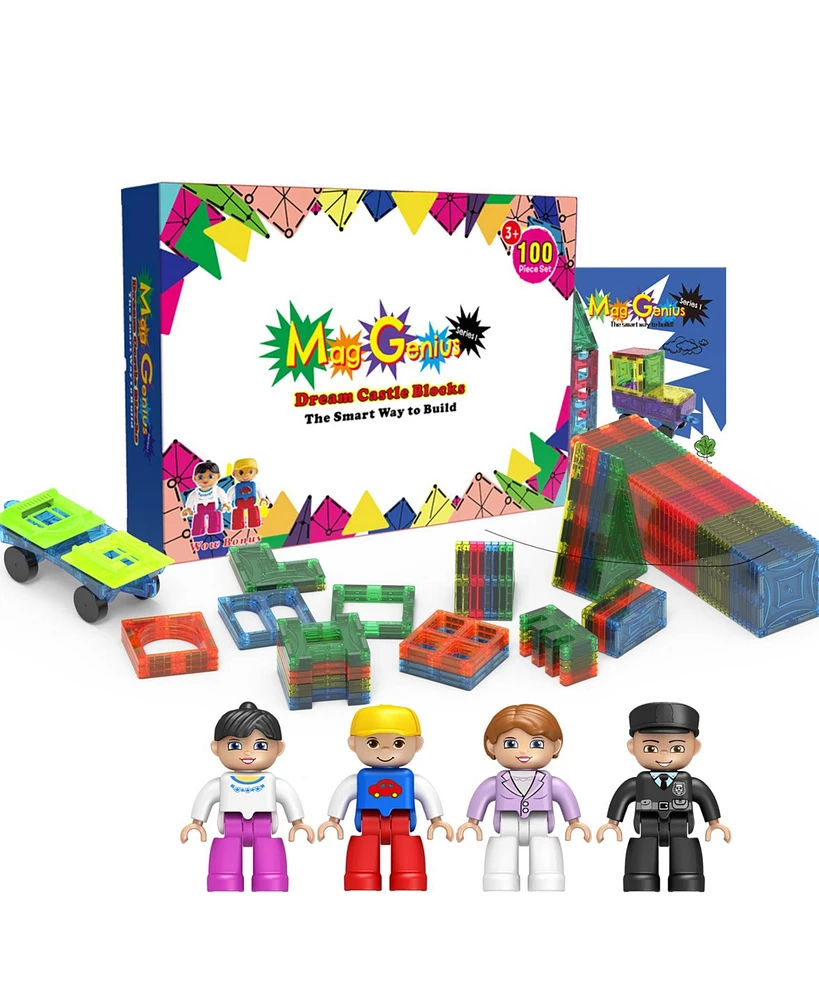 Mag-Genius 102 Piece Magnetic Building Block Play People Castle Set ...