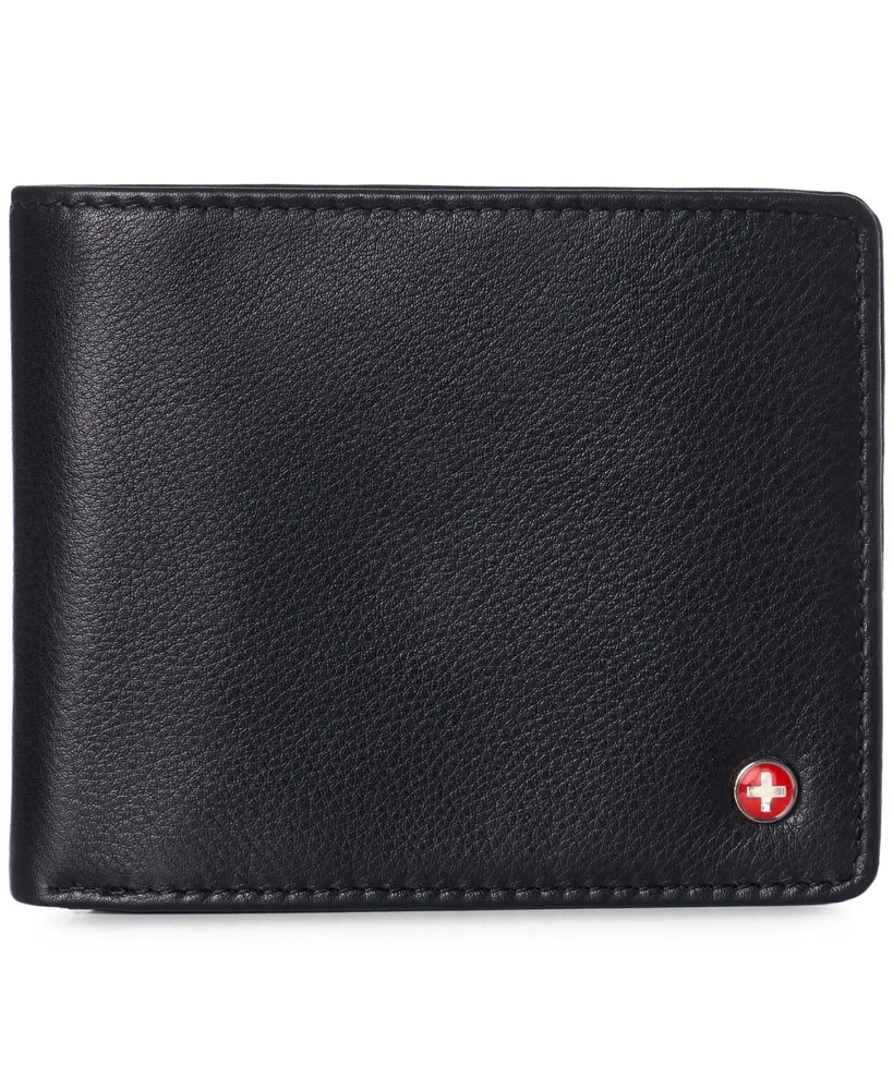 Alpine Swiss Men's Leather Rfid Bifold Wallet 2 Id Windows Divided Bill ...