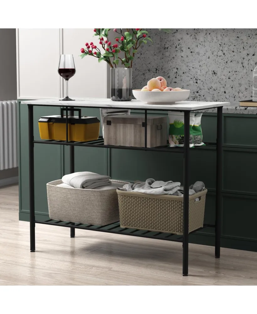 Simplie Fun Rustic Farmhouse Counter Height Dining Kitchen Island Prep ...