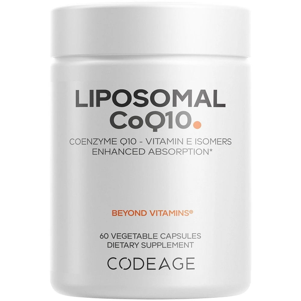 Codeage Liposomal CoQ10, Vitamin E Tocopherols & 125 mg Coenzyme Q10, Cardiovascular Support, 60 ...