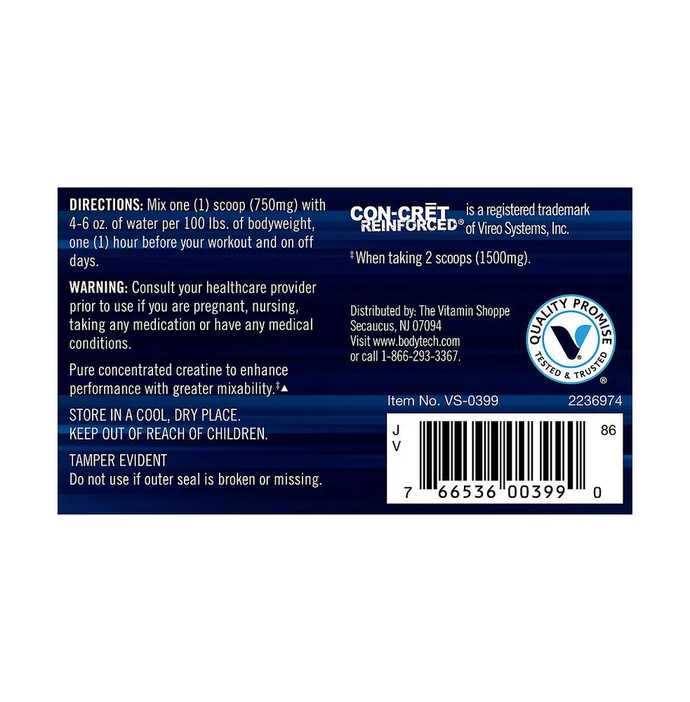 Bodytech Creatine Hcl Powder - Highly Water Soluble & Bioavailable ...