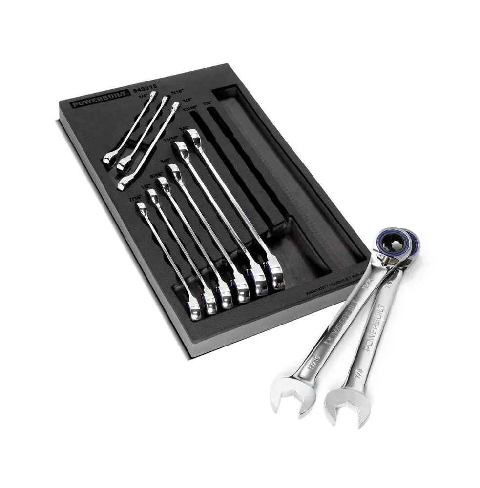Powerbuilt 11 Piece Pro Tech Sae Reversible Ratcheting Combination ...