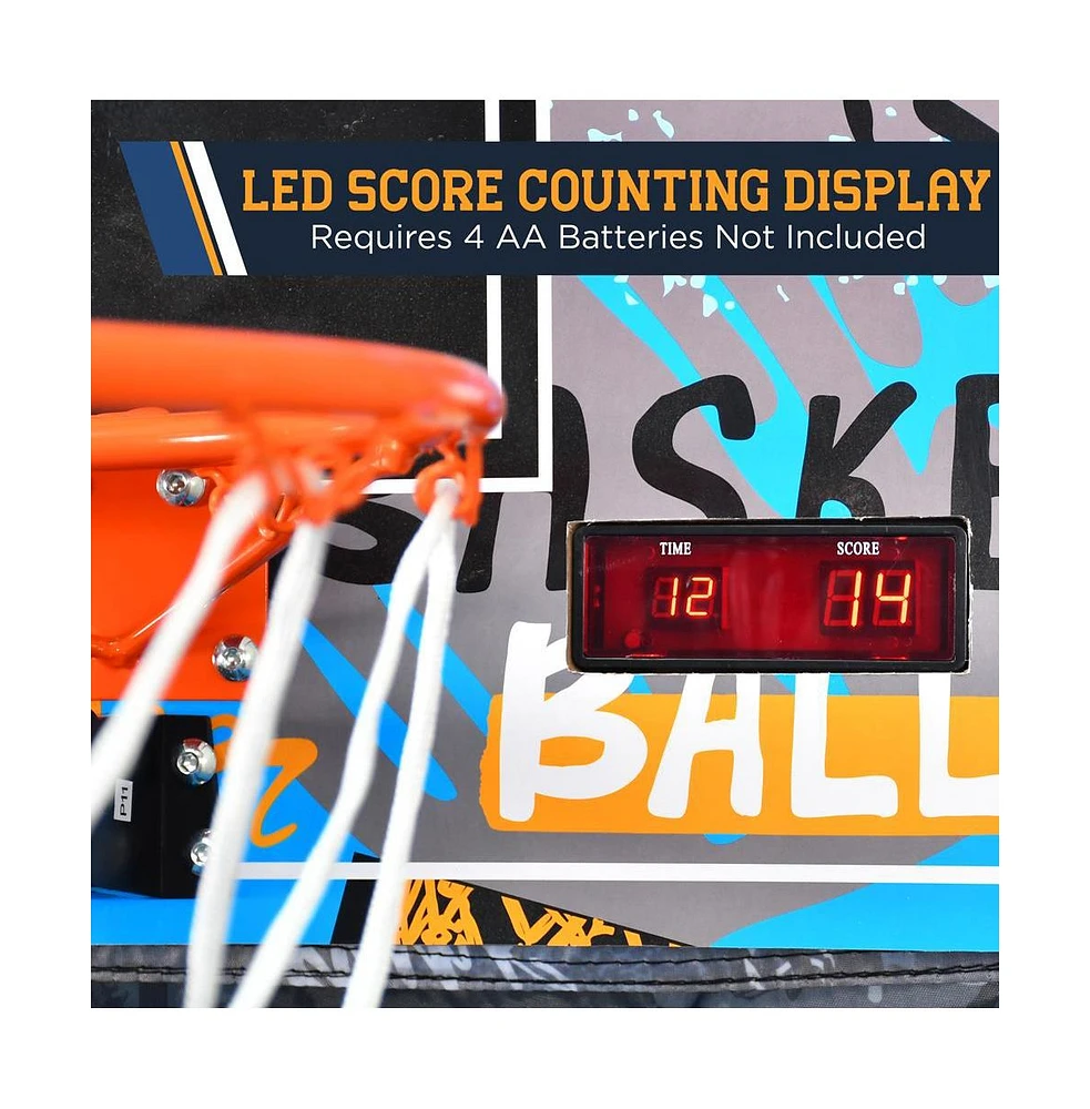 SereneLife Single Shot Basketball Arcade Game with Led Scoreboard and 3 ...