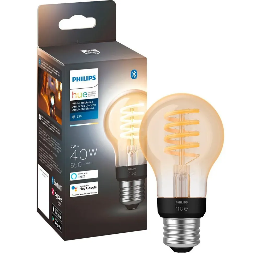 Philips Hue Filament A19 Bluetooth Smart Led Bulb - White Ambiance ...
