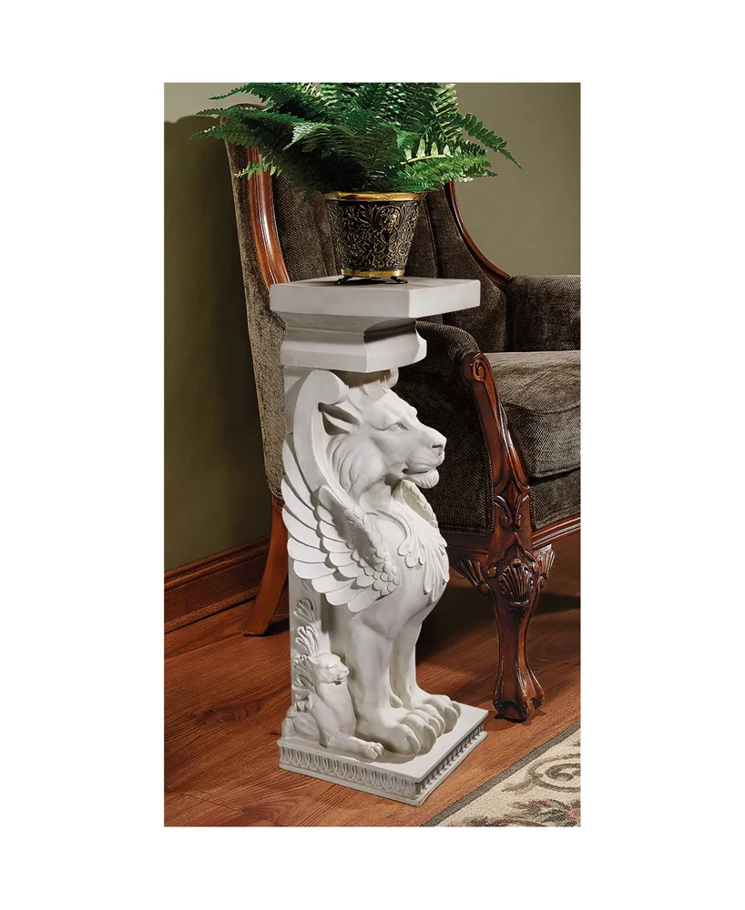 Design Toscano Trapezophoron Sculptural Winged Lion Pedestal | Mall of ...