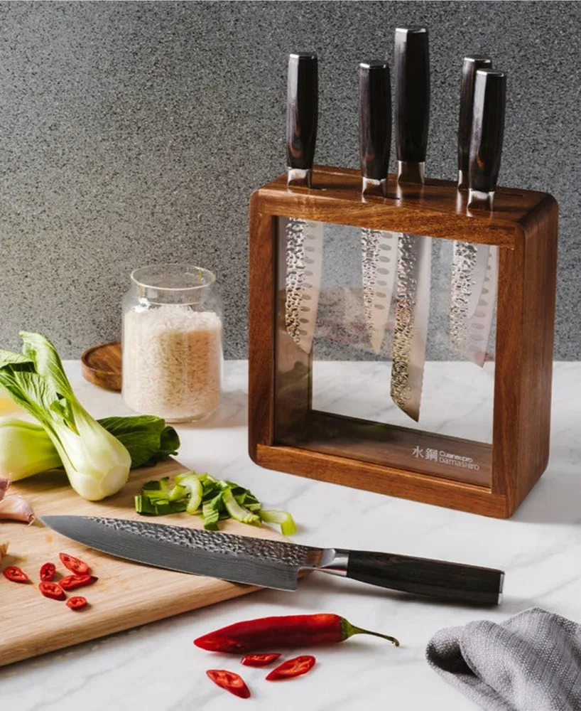 Cuisine::pro Damashiro Emperor Mokuzai Knife Block Set, 7 Piece | Mall ...