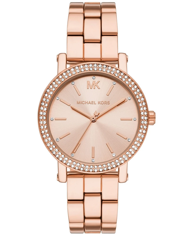 Michael Kors Women's Corey Three-Hand Rose Gold-Tone Alloy Watch 38mm ...