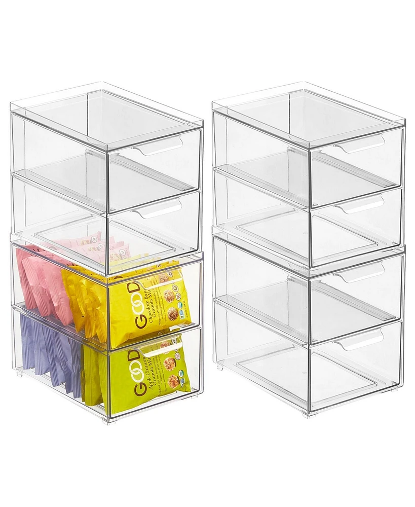 Mdesign Stacking Plastic Storage Kitchen Bin With Pull Out Drawers
