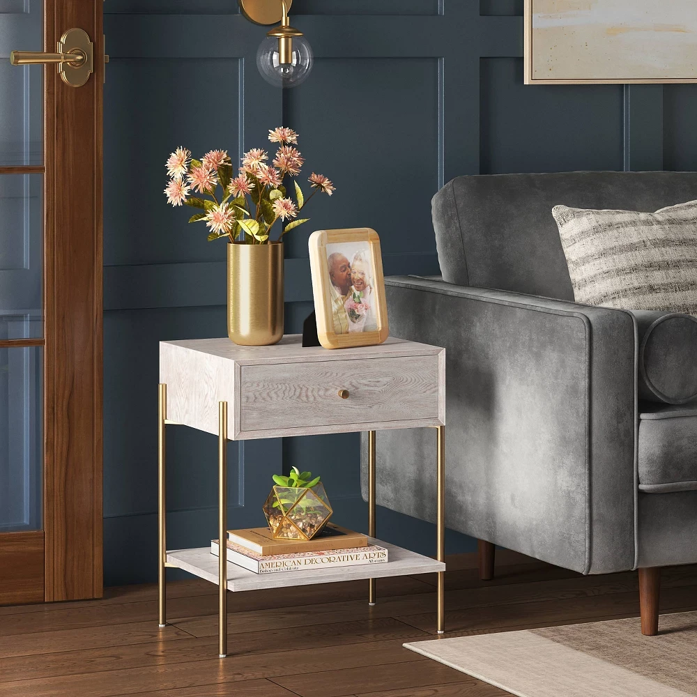 Threshold Natural Luxe Accent Table Off-White (KD) - Threshold: Gold ...