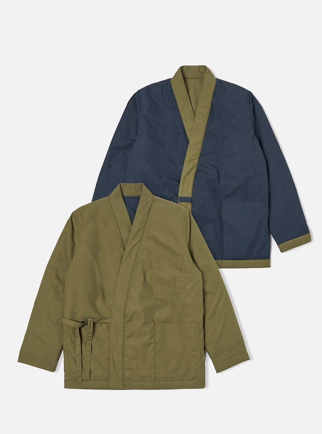 Universal Works Reversible Kyoto Work Jacket Olive/Navy Recycled ...
