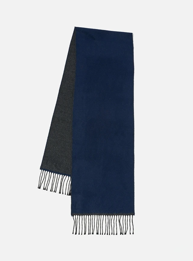 Universal Works Scarf in Navy/Charcoal Double Sided | King's Cross