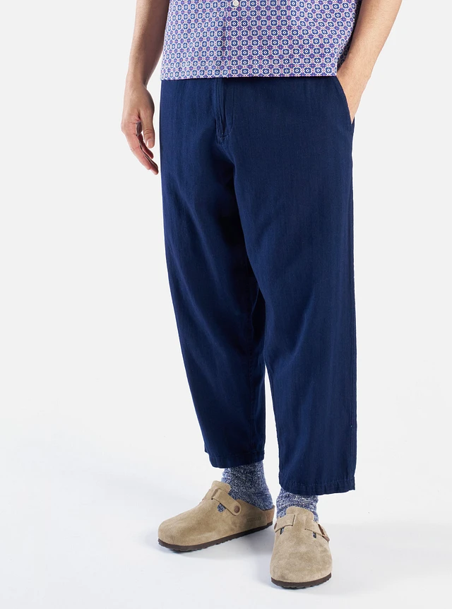 Universal Works Hi Water Trouser in Indigo Herringbone Denim | King's Cross