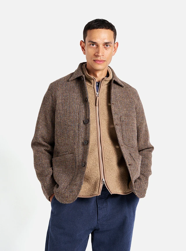 Universal Works Bakers Jacket Brown Harris Tweed Plaid | King's Cross