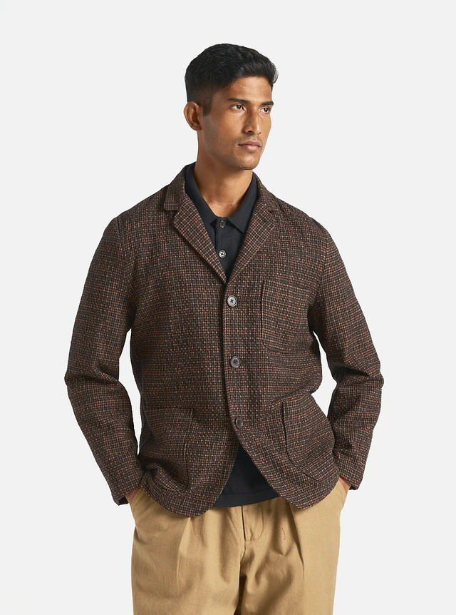 Universal Works Three Button Jacket Black/Olive Albuquerque Check ...