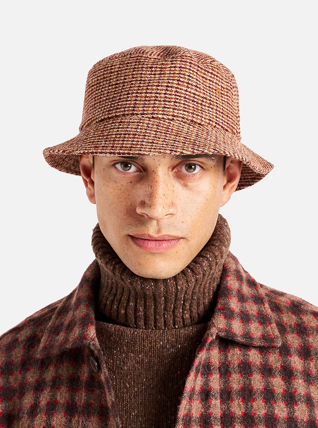 Universal Works Lewis Hat Rust Harris Tweed Plaid | King's Cross