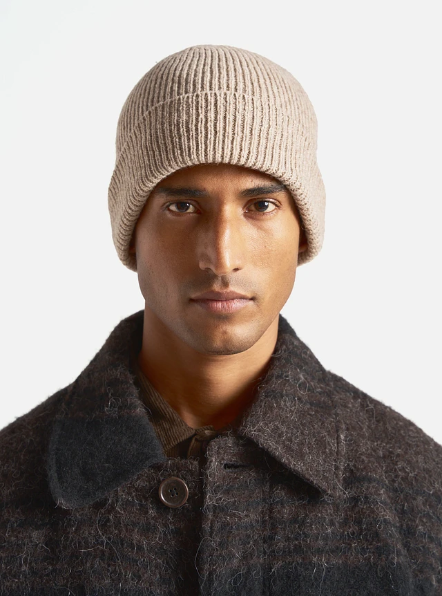 Universal Works Watch Cap in Fawn Eco Wool | King's Cross