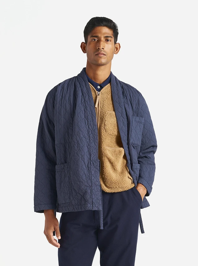 Universal Works Kyoto Work Jacket Dark Navy Quilt Cotton | King's Cross