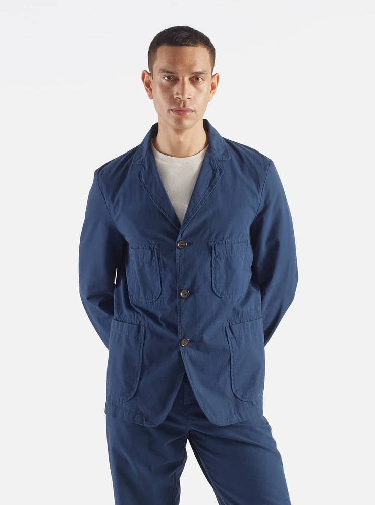 Universal Works Five Pocket Jacket Navy Summer Canvas | King's Cross