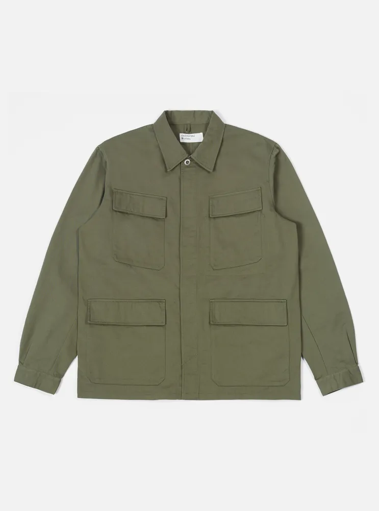 Universal Works MW Fatigue Jacket Light Olive Twill | King's Cross