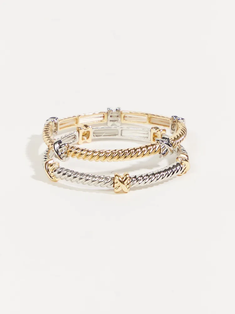 Altar'd State Mixed Metal Twisted Stretch Bracelet Pack | Hamilton Place