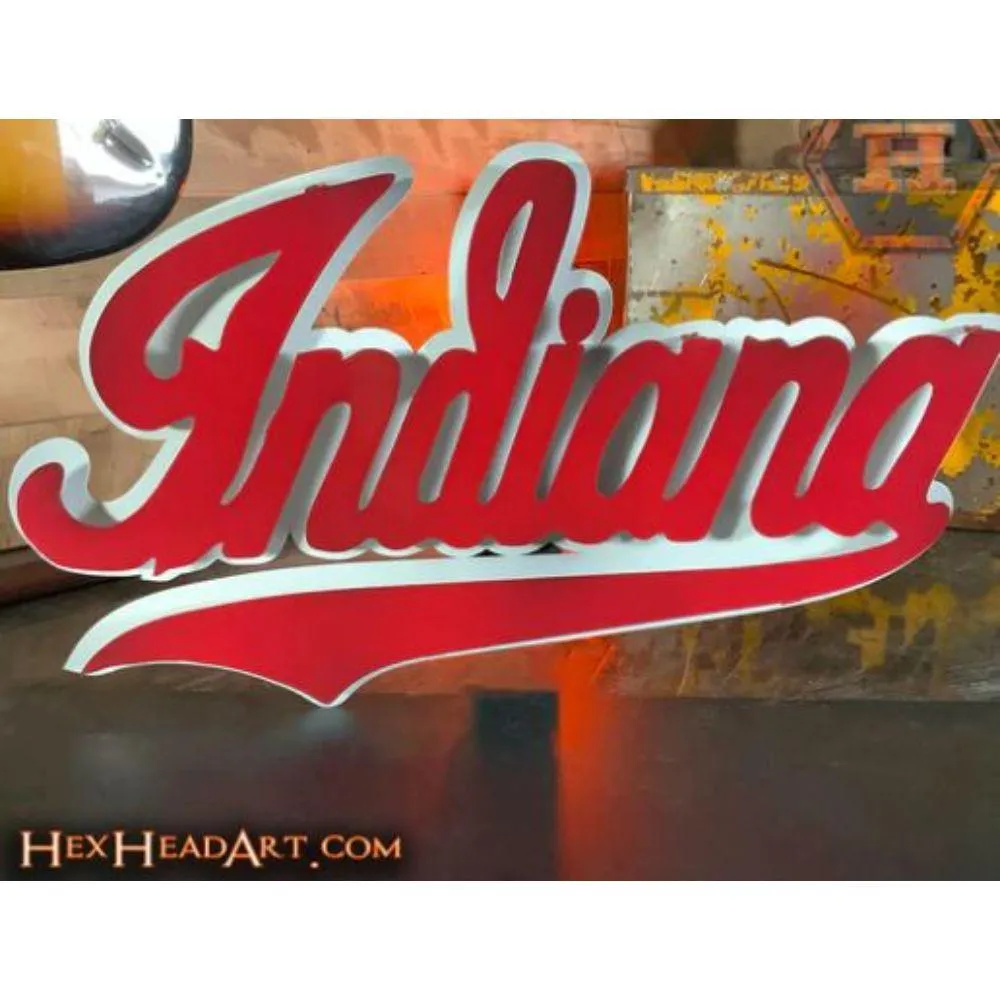 Alumni Hall Hoosiers | Indiana Hex Head Metal Script Wall Art 22 X 12 ...