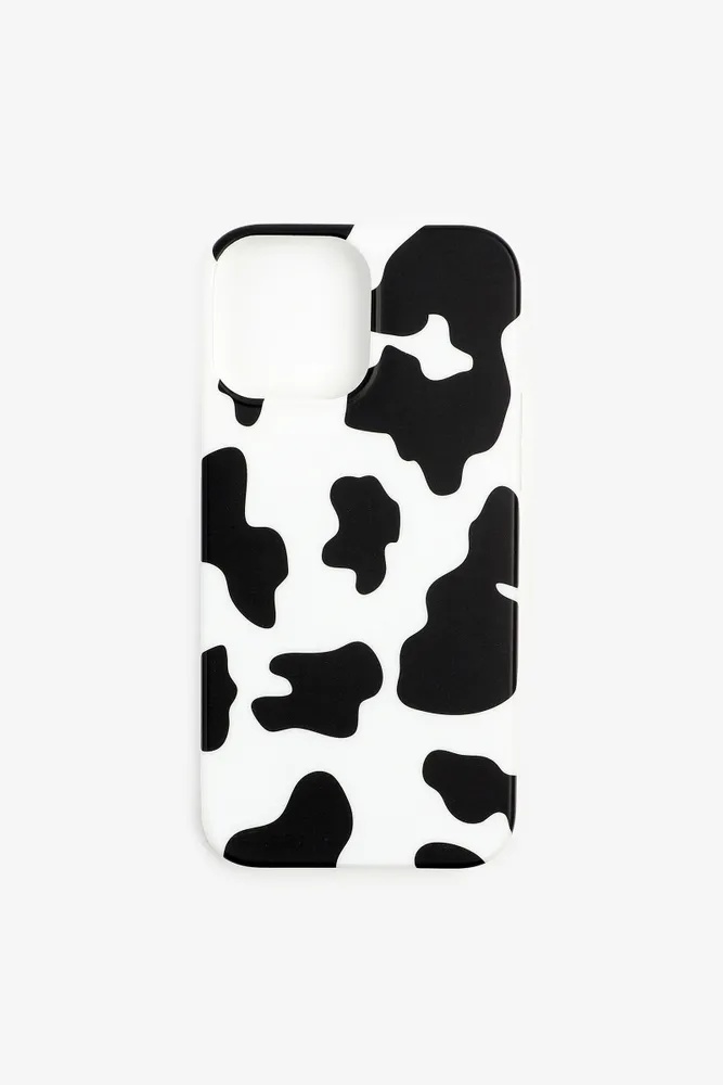 Ardene Cow Print iPhone 13 Pro Max Case in Black | Coquitlam Centre